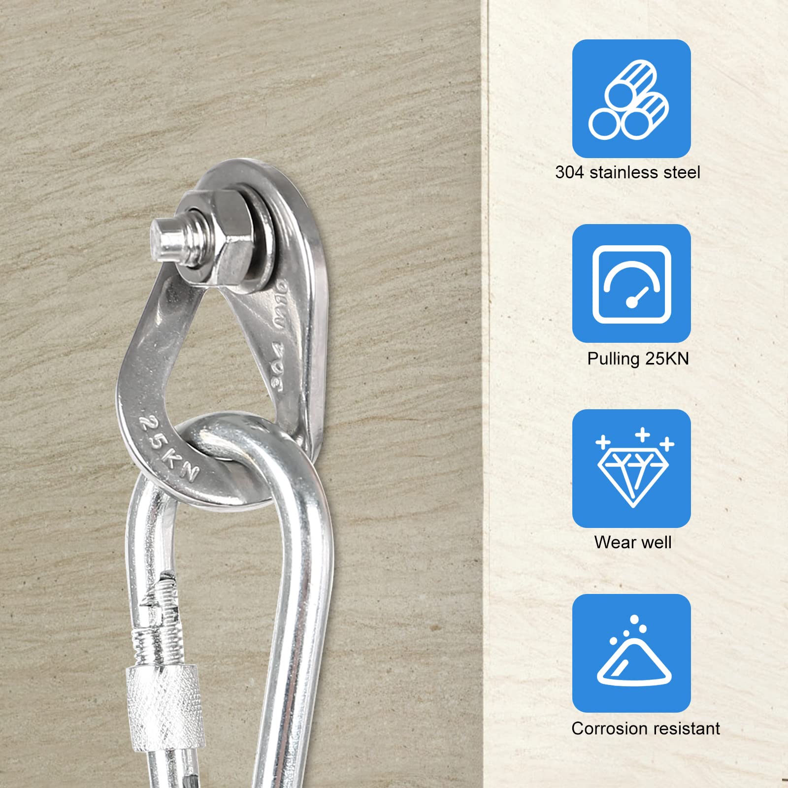 JATCSG 20Pack Climbing Bolt Hanger, Stainless Steel Climbing Anchor Bolt, Rock Climbing Anchor for 10 mm / 3/8" Bolt, Fracture Load 25kN, for Climbing Rappelling Rescue Hammock Installation