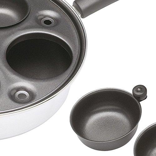 KitchenCraft 4 Egg Poacher Pan, Induction Safe, Carbon Steel, 21 cm