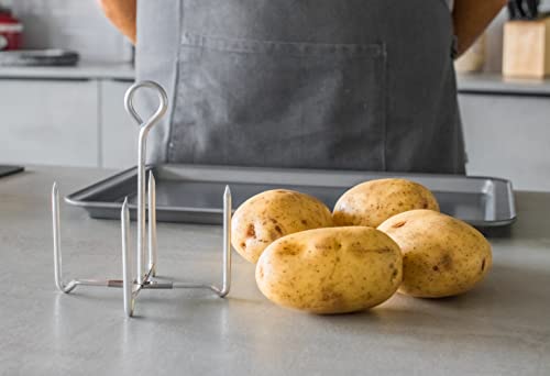 KitchenCraft Baked Potato Stand, Aluminium, 12 x 14.5 cm, Silver