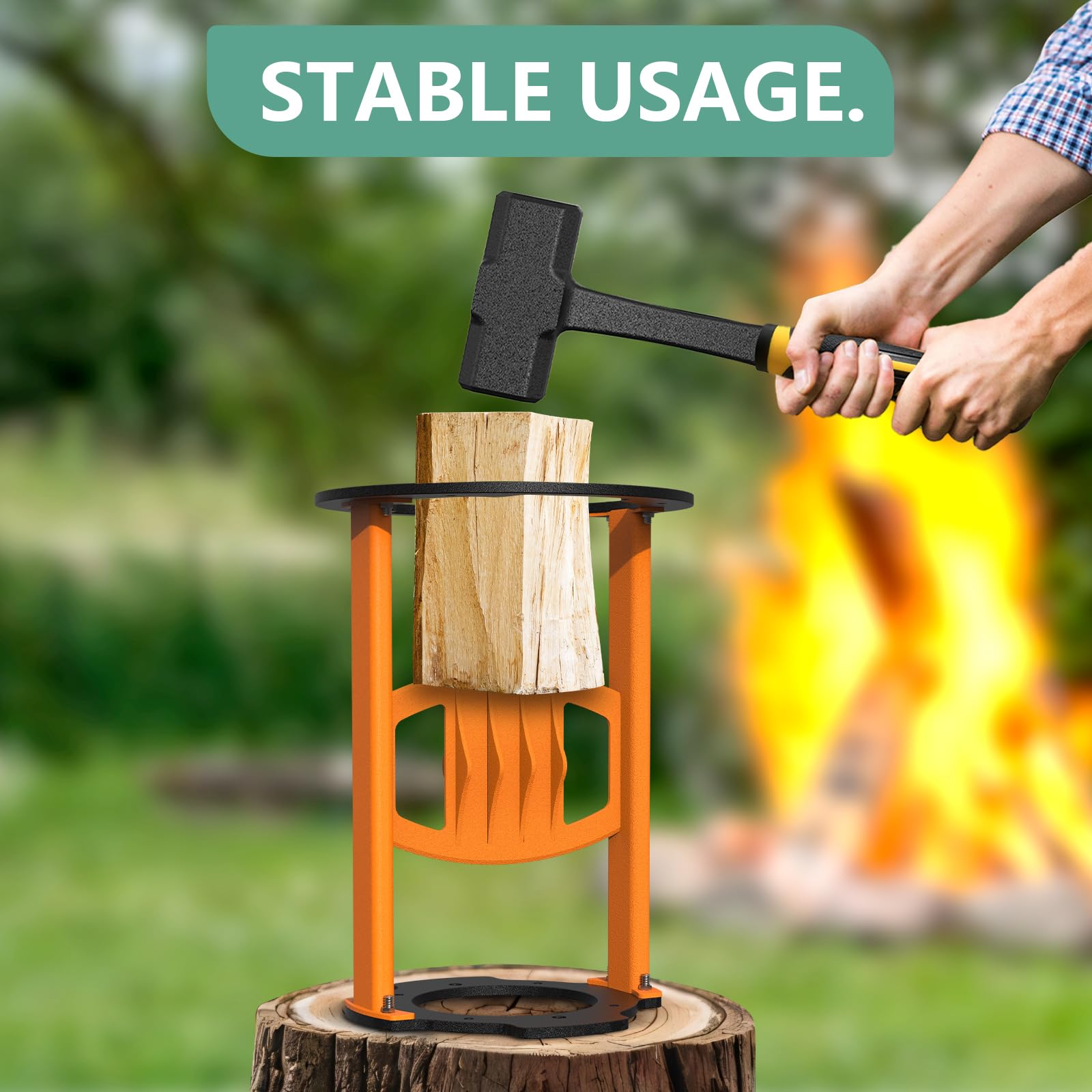 Meoligr Log Wood Splitter with Cast Steel Double-Blade Kindling Cracker, Log Splitters Tools for Firewood, Portable|Sturdy Kindling Splitter 13'' x 17'' (No Hammer)