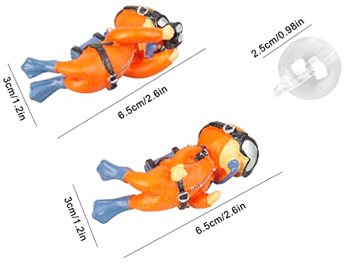 ZUOFANG 2Pcs Floating Aquarium Decorations, Small Fish Tank Decorations Decor, Betta Fish Toys for Fish Tanks Accessories, Cute Miniature Little Diver