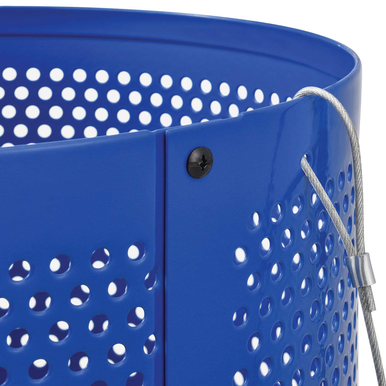 Global Industrial 20 Gallon Perforated Steel Receptacle with Flat Lid, Blue