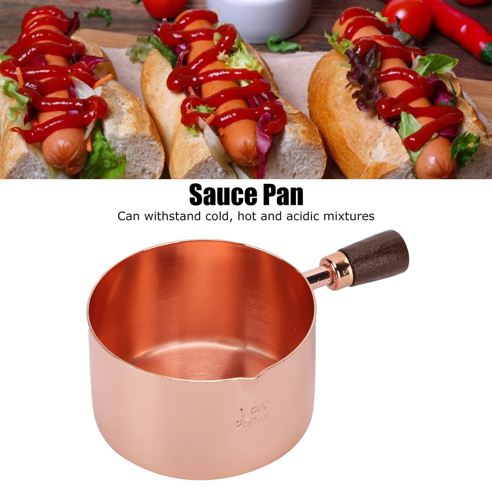 Small Saucepan with Pour Spout, 2PCS 5in Nonstick Sauce Pan with Wood Handle Stainless Steel Saucepan Pot Mini Saucepan Sauce Pot Milk Pot Soup Pan Tea Pan Induction Saucepan Small Pot for Home