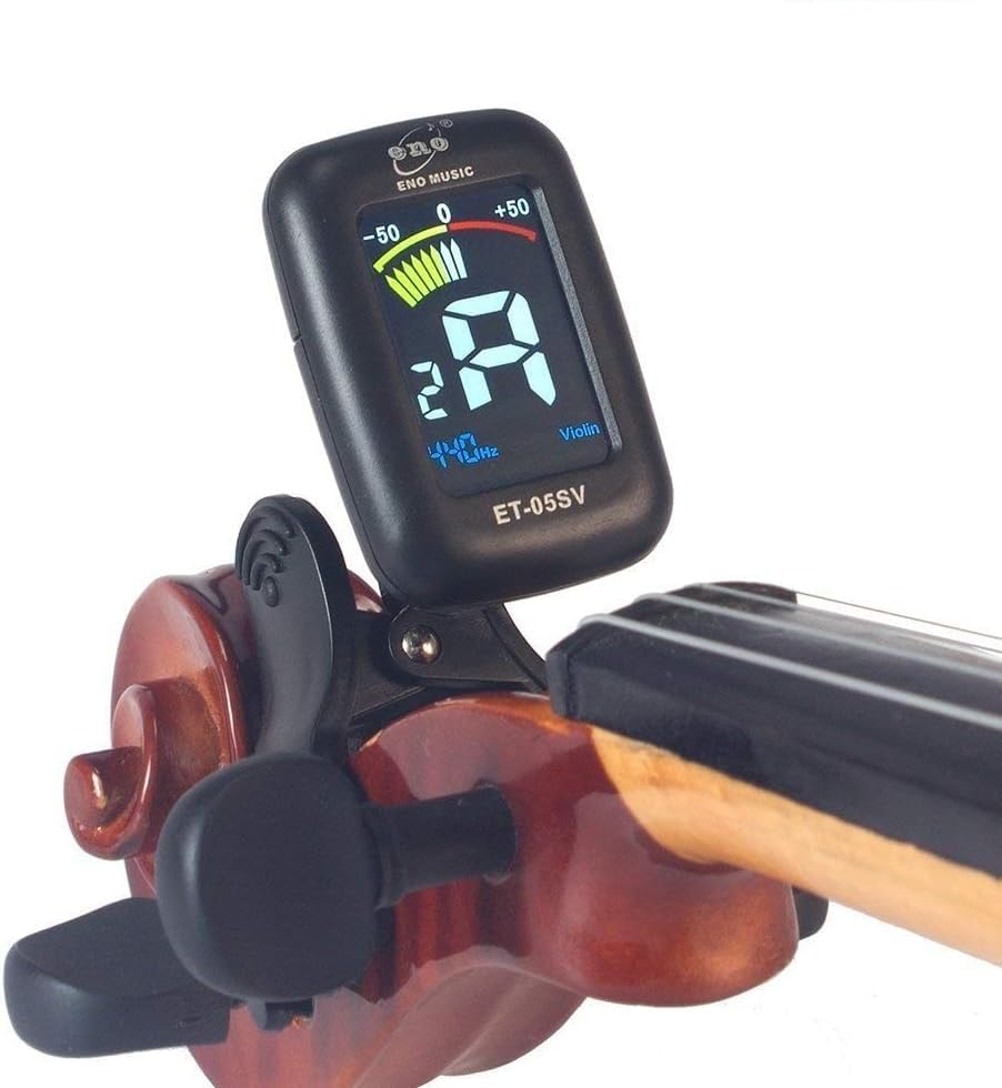 ENO MUSIC Professional Violin Viola Tuner, Colorful LCD Display Easy Control Clip on Accurate Violin Tuner