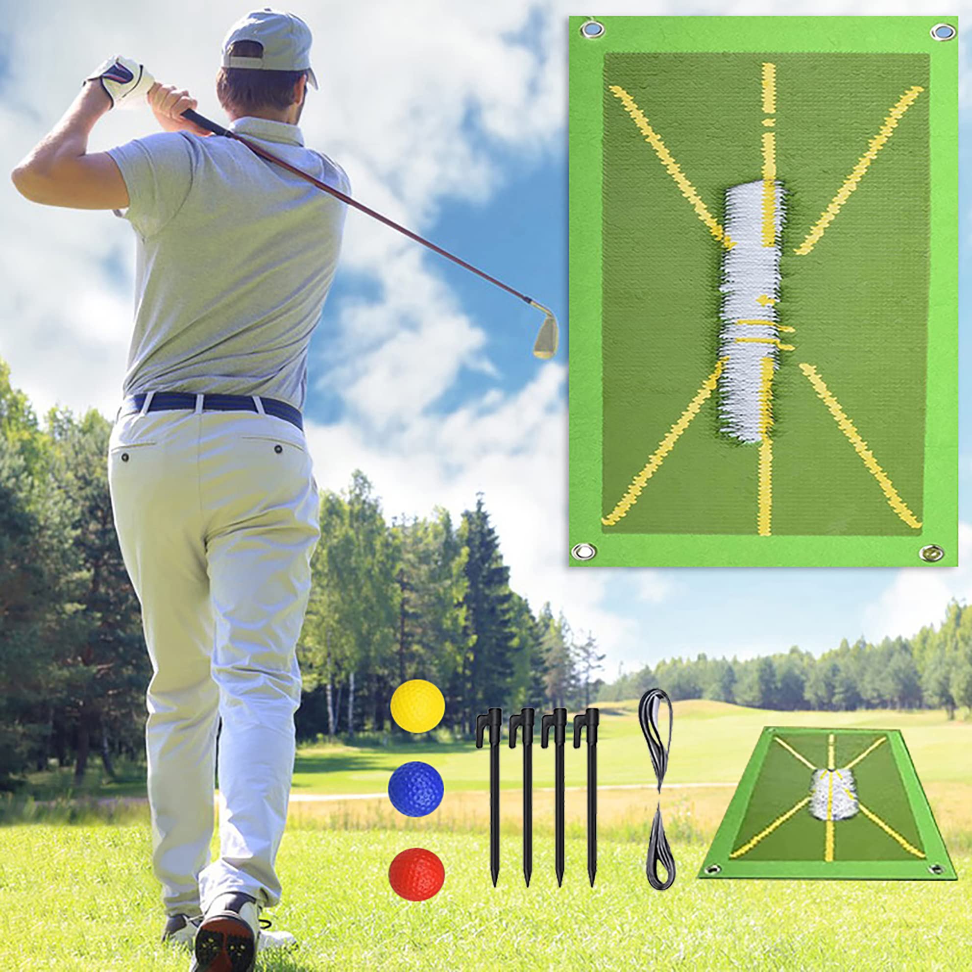 Golf Training Mat for Swing Detection, Golf Mat That Shows Swing Path, Suitable for Indoor and Outdoor Golf Training Aids, Golf Swing Mat Trainer, Golf Accessories for Men Funny