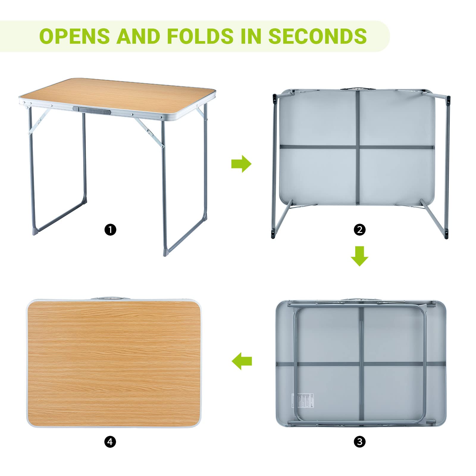 FUNDANGO Folding Camping Table Portable Outdoor Picnic Tables Waterproof and Durable Lightweight Desk with Handle for Outdoor Camp Picnic Beach 7.5lbs.