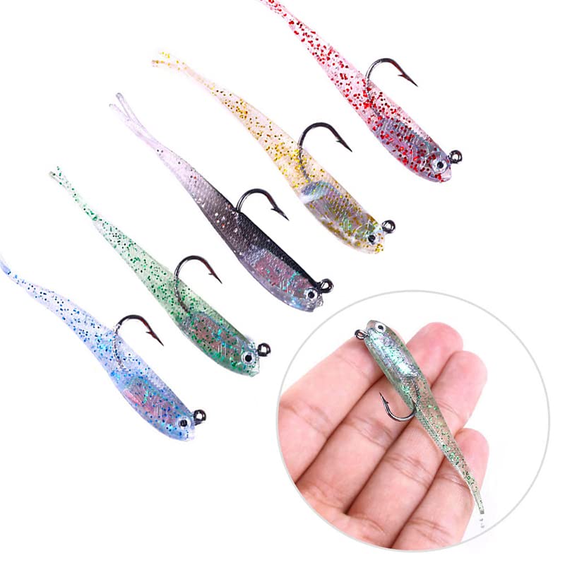 HENGJIA Pre-Rigged Weedless Fishing Lures，Paddle tail Swimbaits，Dark Sleeper Swimbait，Soft Plastic Fishing Lures，Fishing Lures for Freshwater/Saltwater，Bass Trout Crappie Walleye Pike Fishing Jigs