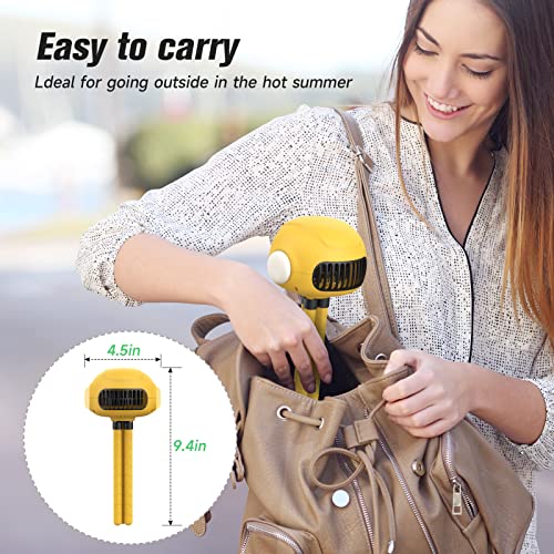 kudosay Mini Handheld Stroller Fan, 4000mAh Personal Portable Fan with Flexible Tripod and Adjustable 4 Speeds,LED Light, Battery Operated USB Fan for Stroller Office Bedroom, Outdoor (Yellow)
