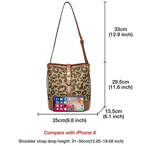 FOXLOVER Fashion Bucket Purses for Women Designer Ladies Hobo Shoulder Bag