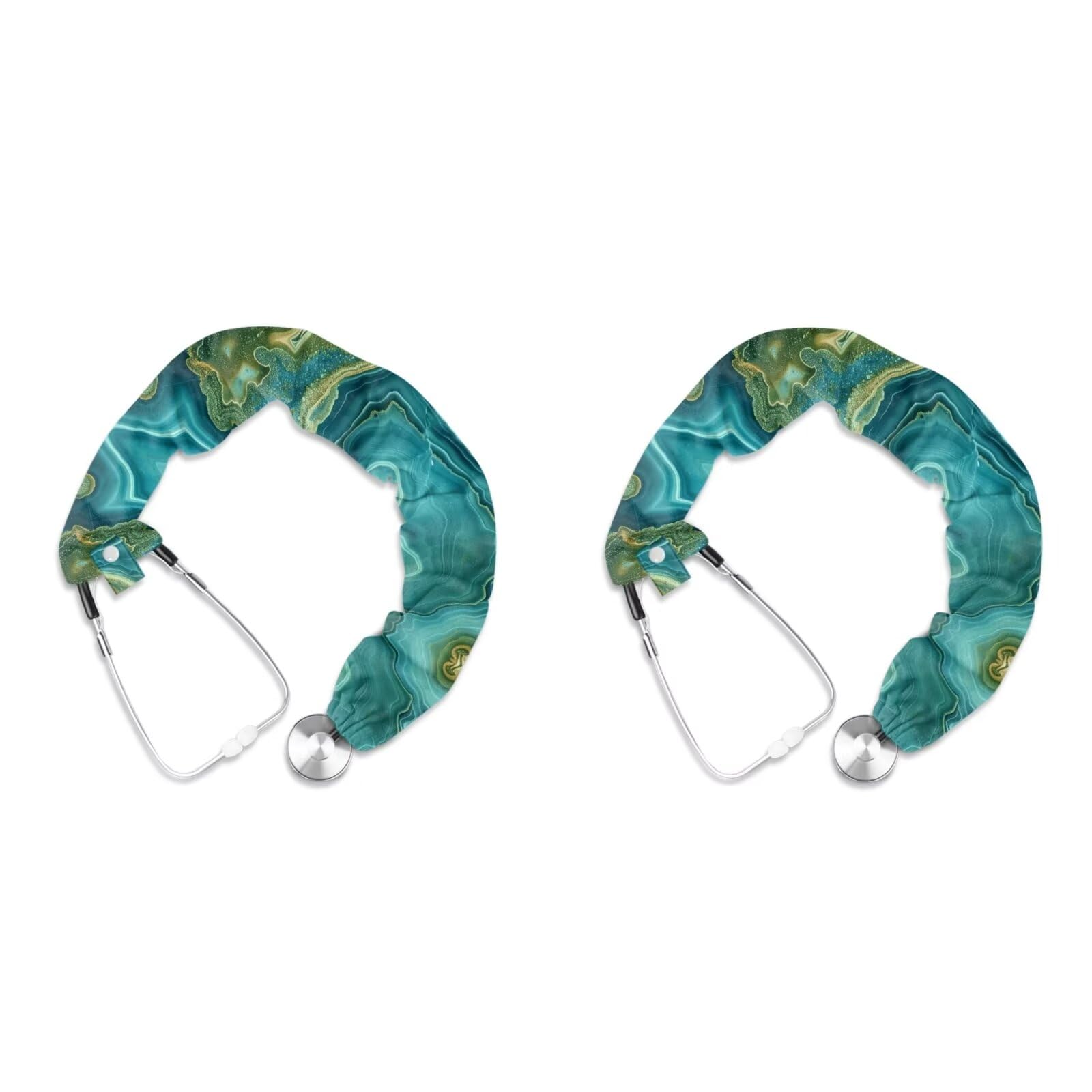 Luarisgur Stethoscope Cover Sleeve Green Marble Pattern Nurse Stethoscope Accessories Stretchy Stethoscope Cover 2 Pack Scrunchie Stethoscope Protective Cover for Men