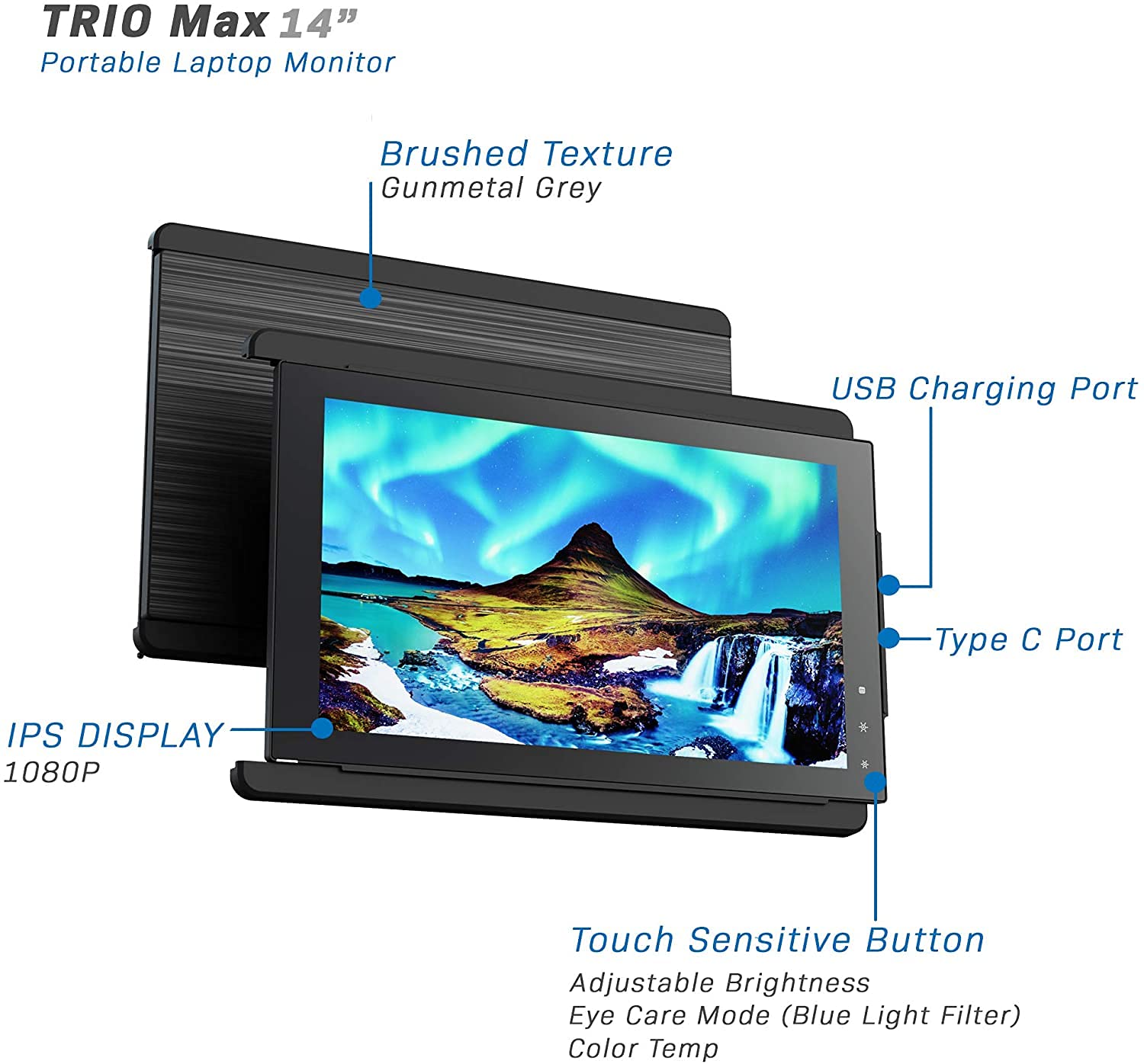 Mobile Pixels Trio Max 14.1in FHD 1080p USB Portable Laptop Monitor Extender 101-1004P01 Renewed