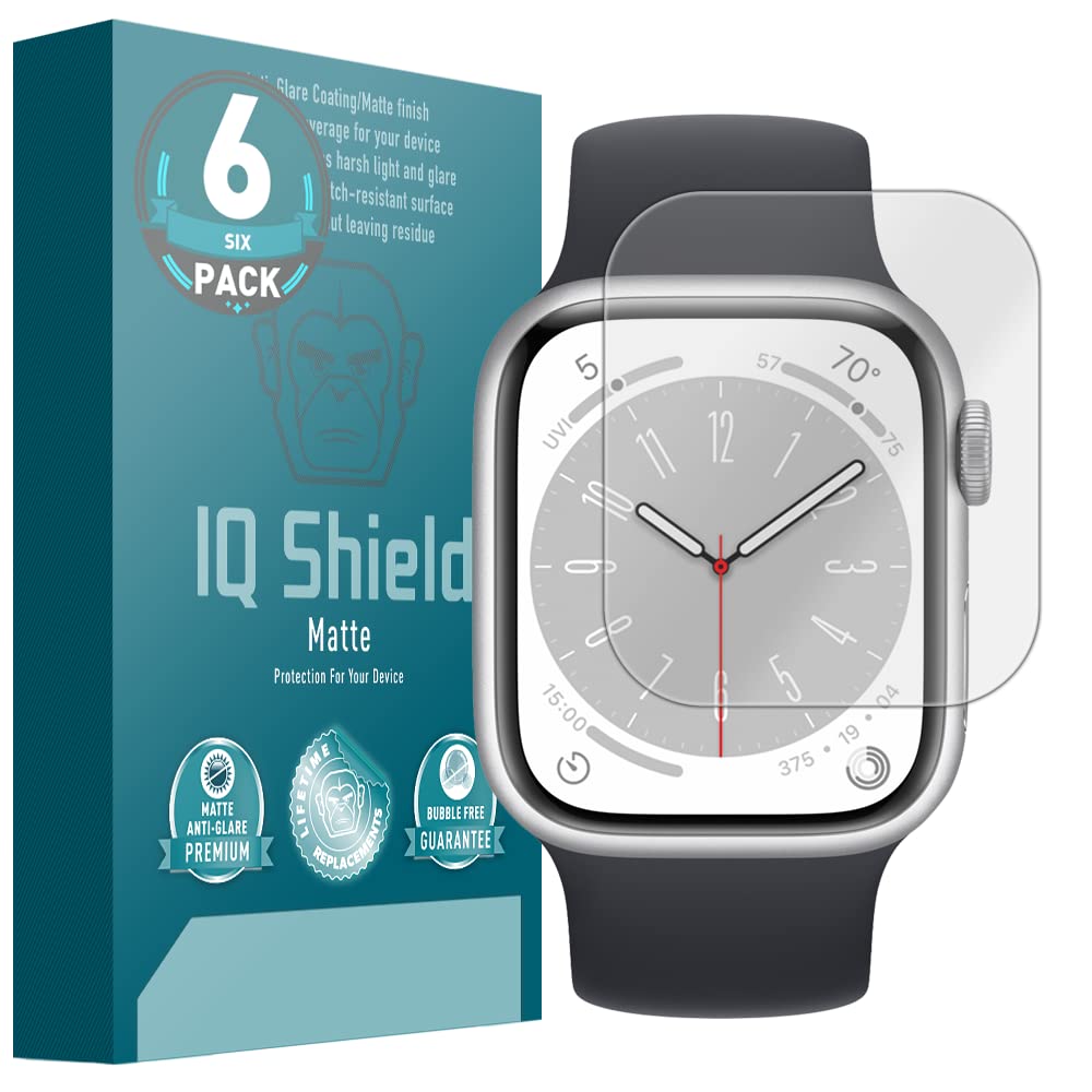 IQShield Matte Screen Protector Compatible with Apple Watch Series 8 (45mm)(6-Pack) Anti-Glare Anti-Bubble TPU Film