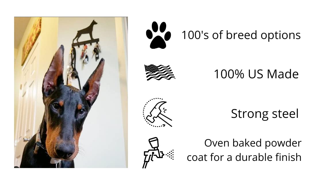 The Metal Peddler Coonhound - Key Holder & Dog Leash Hanger for Wall - Large 9 inch Wide with 5 Hooks - Made in USA