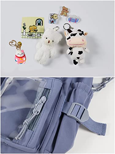 vfdgsaz Kawaii Backpack with Pin and Pendant,Cute Aesthetic Backpack ,Outdoor Sports Leisure Bag for Girls and Boys (blue,one size)
