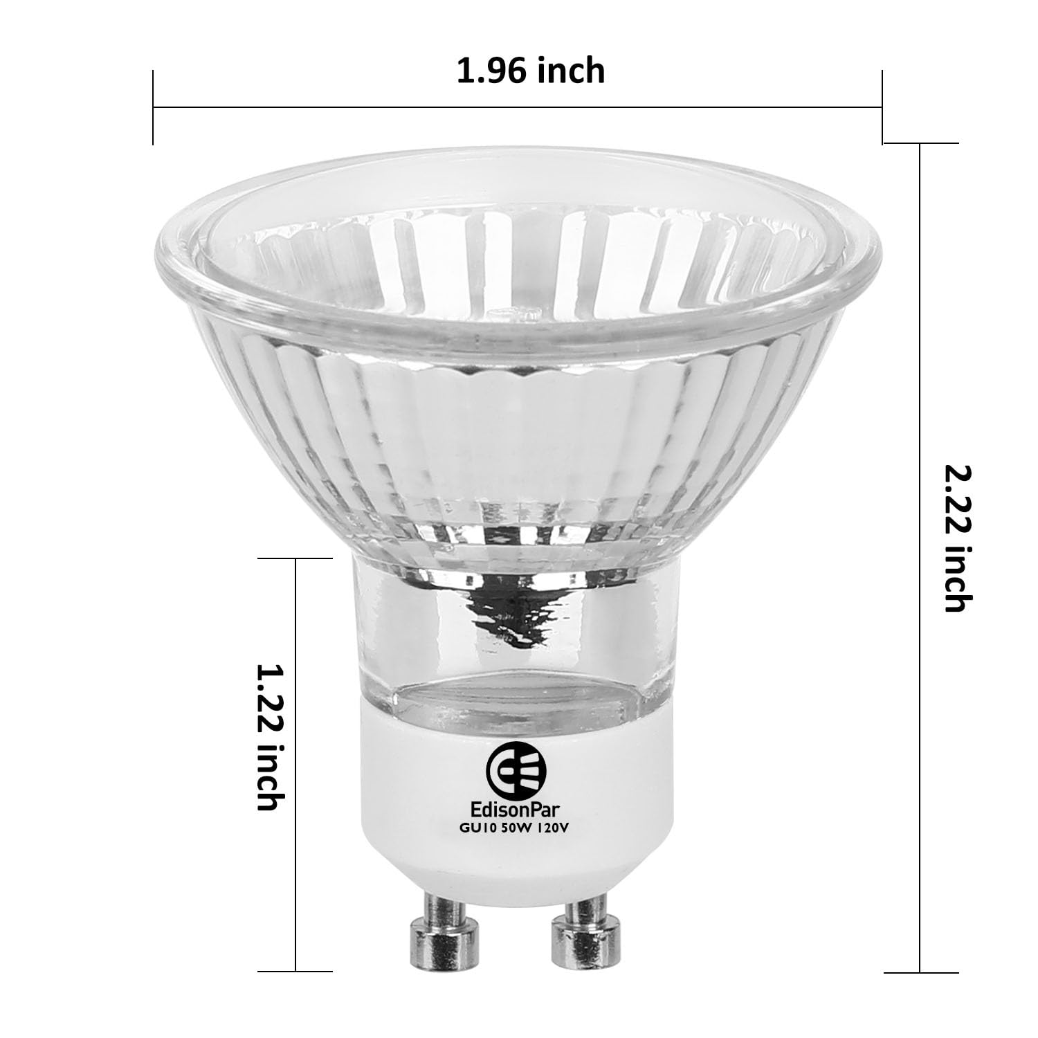 EdisonPar GU10 Halogen Light Bulbs 6 Pack 50W MR16 2700K 120V Flood Dimmable for Wax Warmer Recessed 3 Way Scentsy