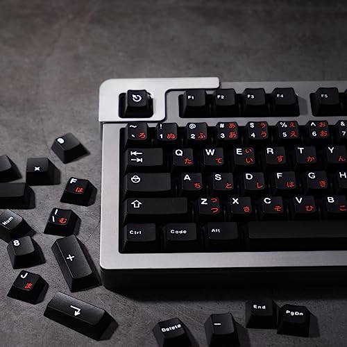 Tirpleshot Minimalist Black Keycaps Cherry Profile Japanese Keycap Set for Mechanical Keyboard 61/87/104/104 Cherry Mx Switches