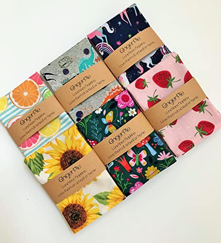 Lunchbox Small Kids Napkins, Pick Your Prints, 12x12 inches, Cotton Single Ply Napkins, Set of 6