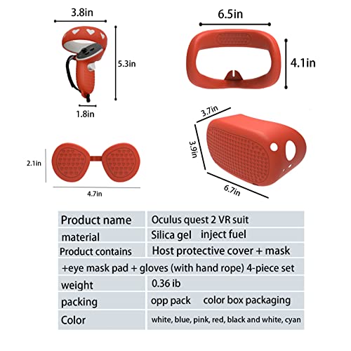 HEIXIAOYU VR Enclosure External Protective Cover For Oculus Quest 2 Accessories, Quest 2 VR Silicone Face Cover, VR Shell Cover,Quest 2 Touch Controller Grip Cover,Protective Lens Cover, (Red)