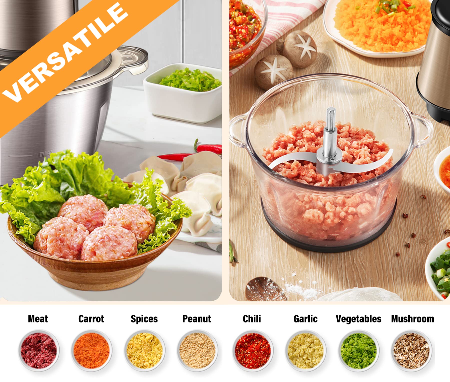Full Stainless Steel Food Processor Blade Plastic-Free Meat Mincer Chopping Blade - 8 Cup (Need the special bottom column, mind the activity for free)