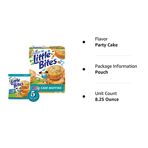 Entenmann's Little Bites Party Cake Muffins, Pouches of Mini Muffins, 8.25 Oz, 5 Count