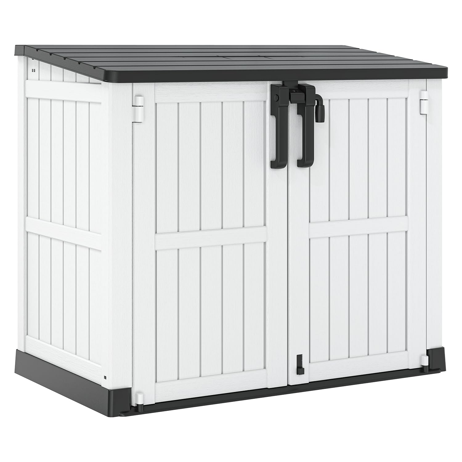 LHBGO Outdoor Storage Shed 36 Cu. Ft.Horizontal Garden Storage Extra Large Capacity Weather Resistant Storage Box, Lockable Resin Waterproof Shed for Bike, Garbage Cans, Lawnmowe, Garden Tools