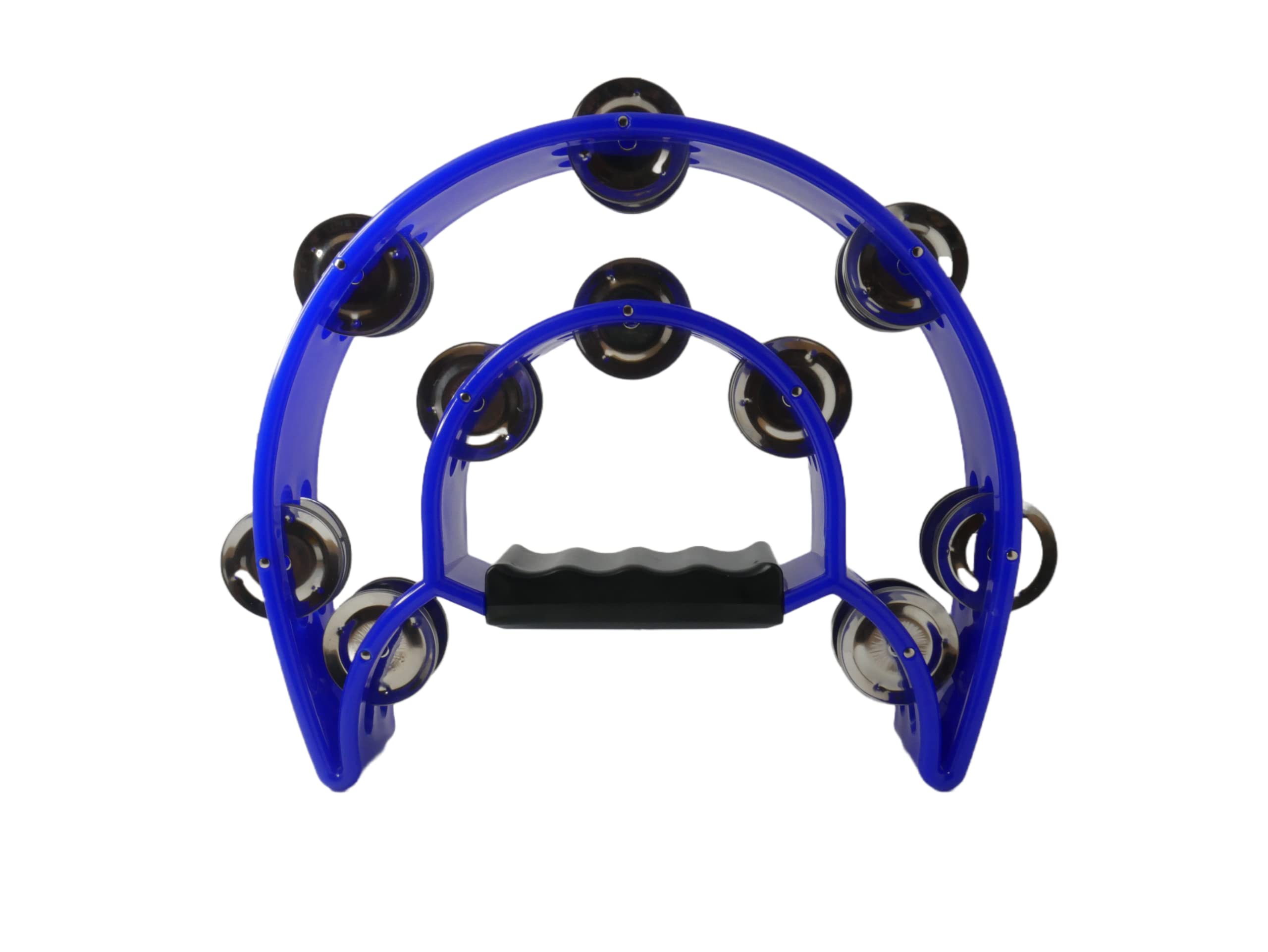 Half Moon Tambourine Double Row Jingle Tambourine 8 inch | Handheld Small Tambourine | Percussion Musical Instrument | Esterly's (Black)