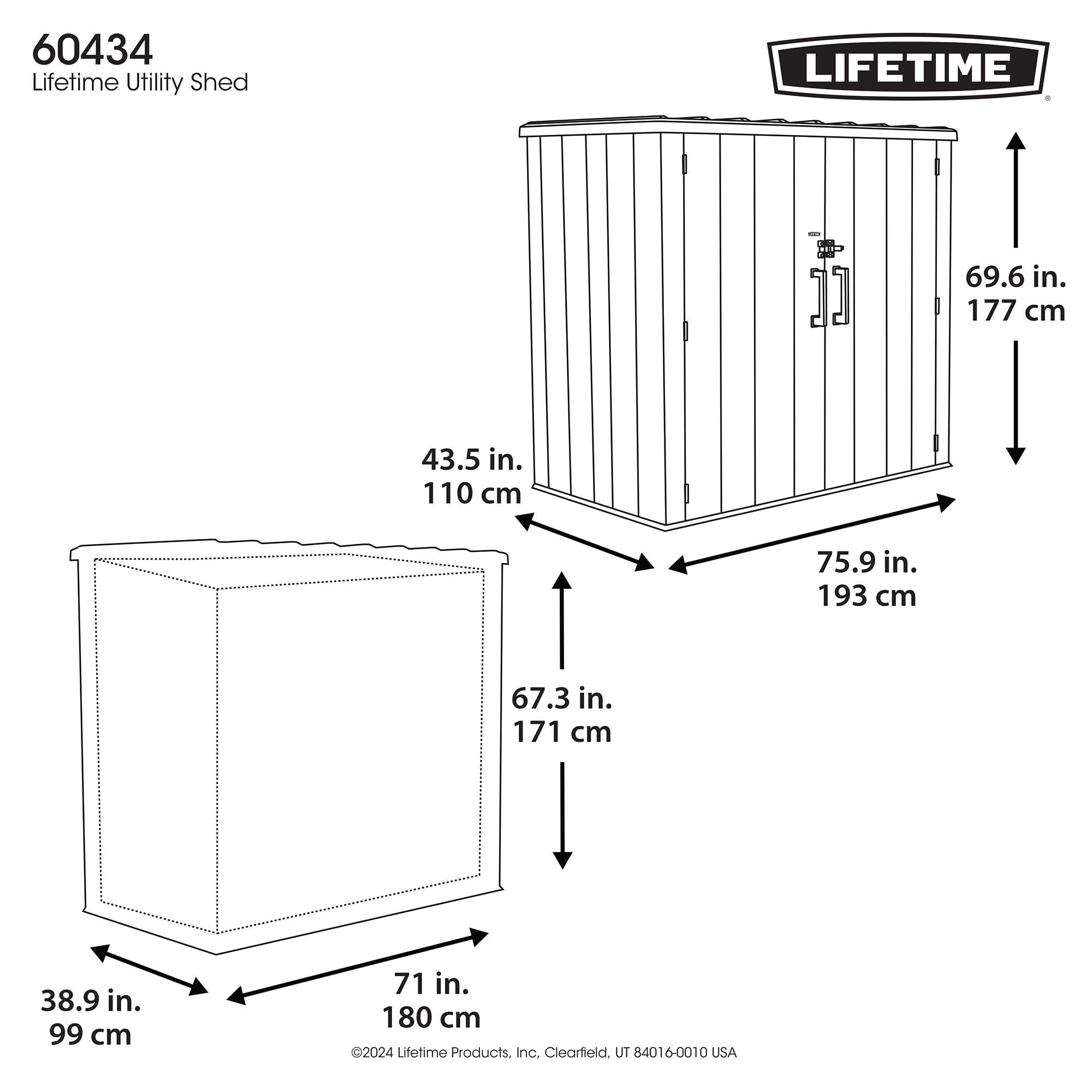Lifetime Outdoor Utility Storage Shed with Double Wall Steel-Reinforced Construction, 6.3 x 3.6 FT
