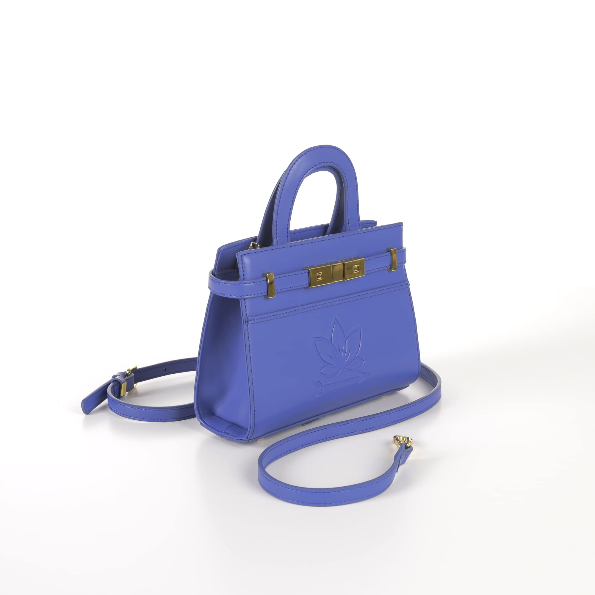 LOTUS NOIR™ - "Nicole Matte Embossed Vegan Leather Sling Purse with Detachable and Adjustable Strap (Blue)