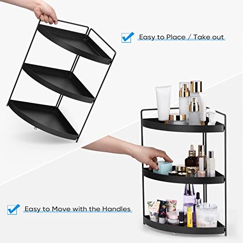 Lvssci Corner Shelf 3 Tier Bathroom Countertop Organizer ,Kitchen Bathroom Countertop Perfume Trays for Dresser Cosmetic Makeup Organization Standing Shelves Space Saving Holder