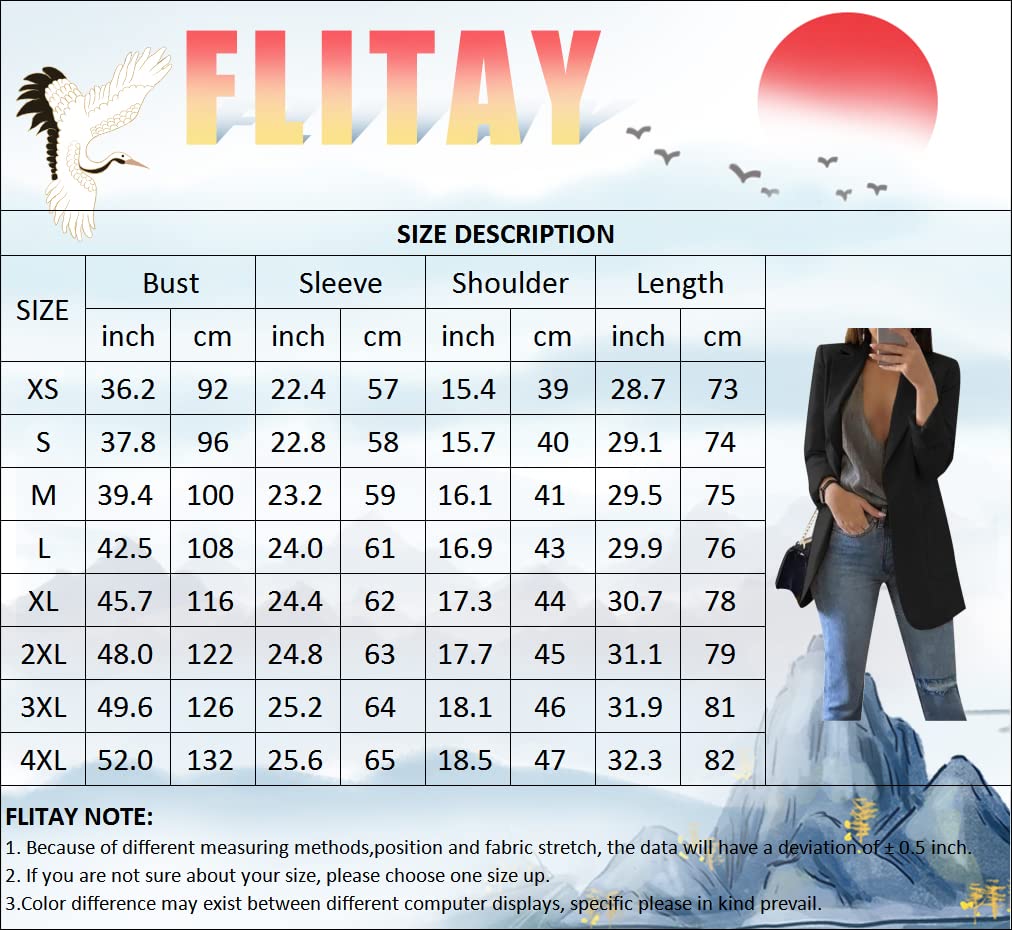 FLITAY Women’s Long Sleeve Notched Casual Blazer Autumn Fashion Open Front Blazer Coats Purple M