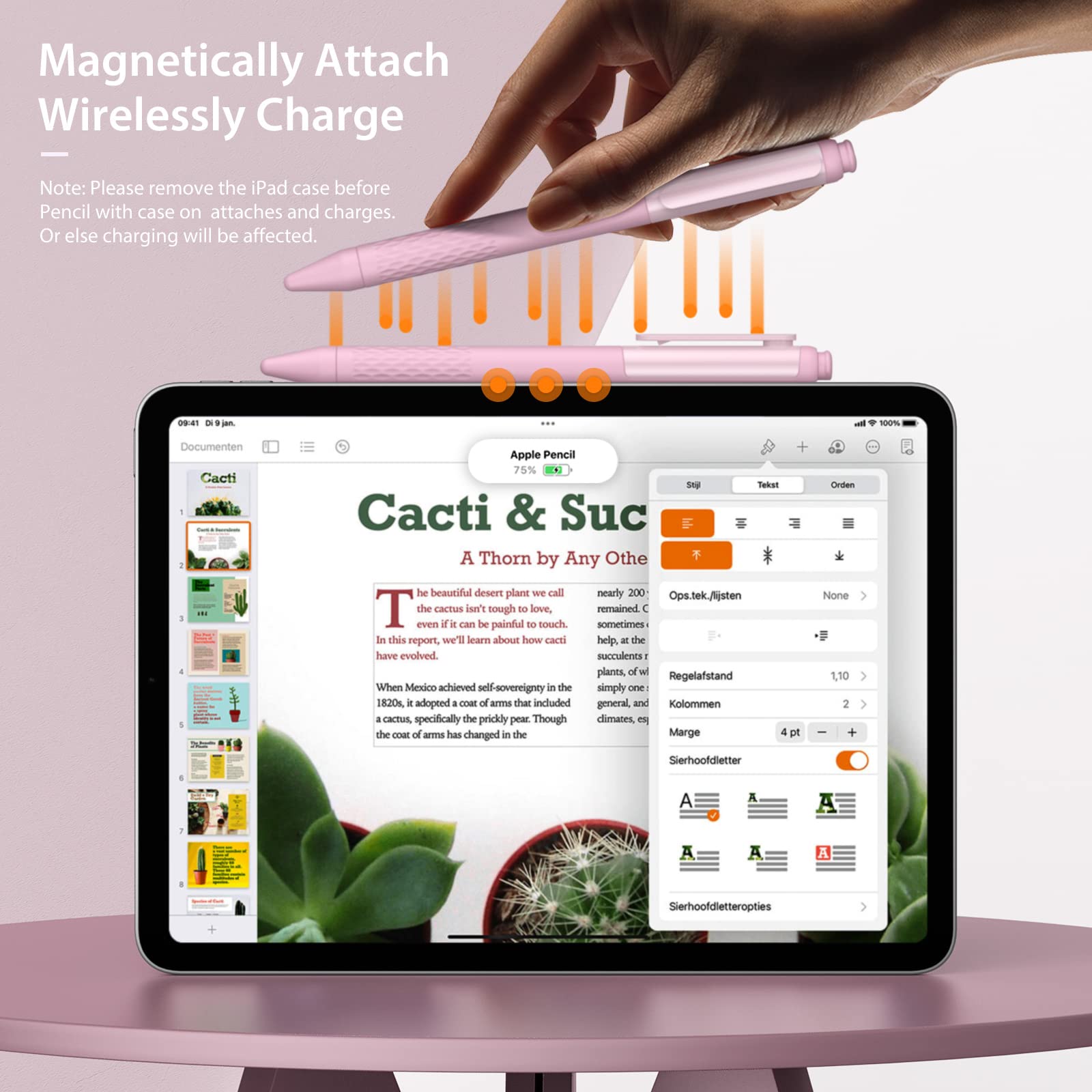 MoKo Silicone Pencil Case, Magnetically Attach Lightweight Protective Pencil Cover Support Wirelessly Charge for Apple Pencil 2nd Gen/Apple Pencil Pro, Anti-Grip Pencil Holder with Clip and 3 Nips