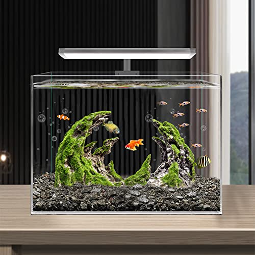 Novelsite Fish Tank Decor- Jagged Canyon Rock Formation with Faux Moss- Aquarium Rocks Aquascaping- Made of Sandstone, 4.5 x 8 x 3 inches