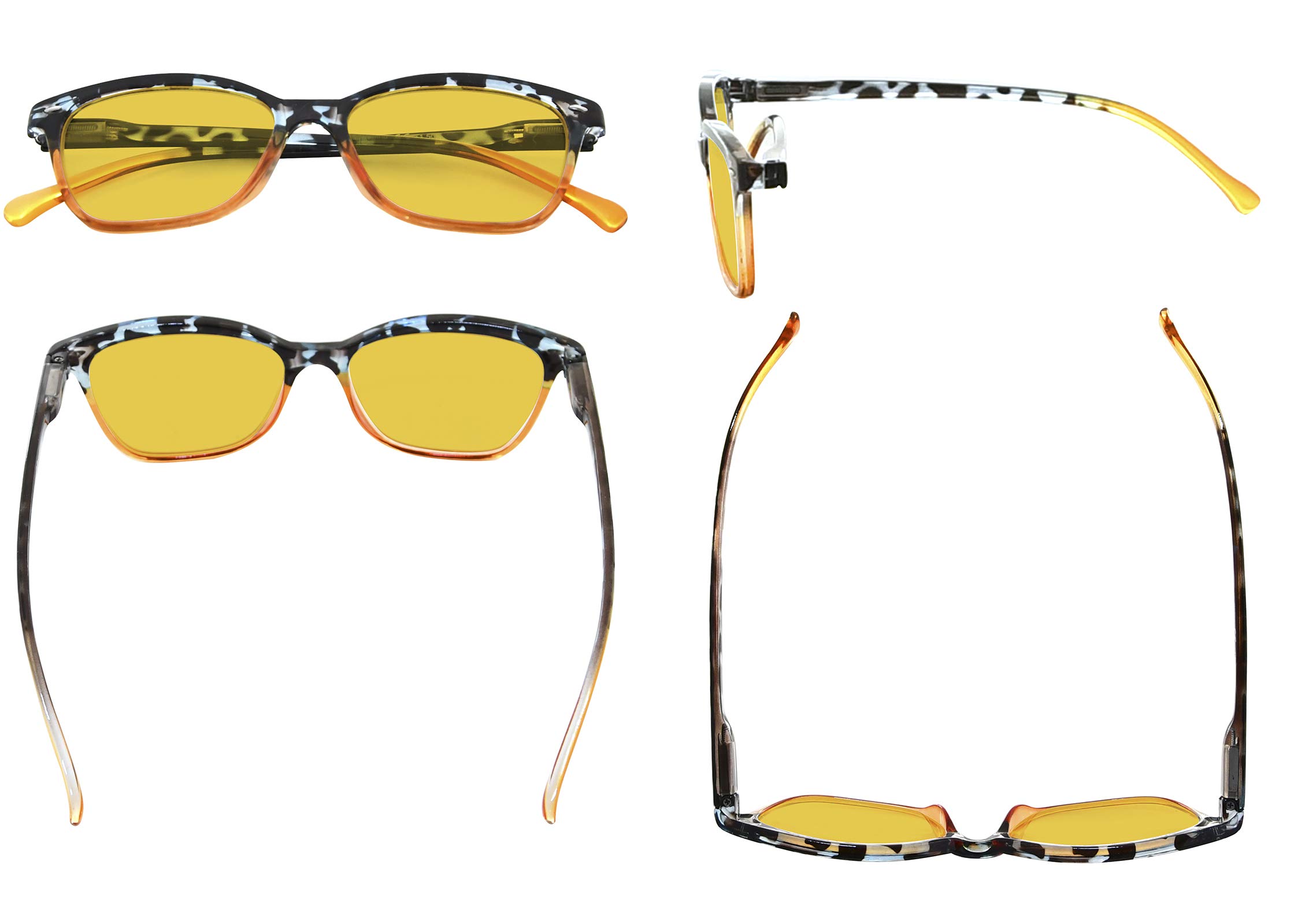 Eyekepper Blue Light Blocking Reading Glasses for Women Reading Computer Anti UV Rays Readers Amber Tinted Yellow Filter - Brown +2.50
