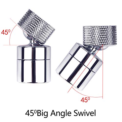 KWODE Faucet Aerator Sprayer Kitchen Sink 360-Degree Swivel Dual-Modes Faucet Head Attachment Female Thread with Male Thread Adapter