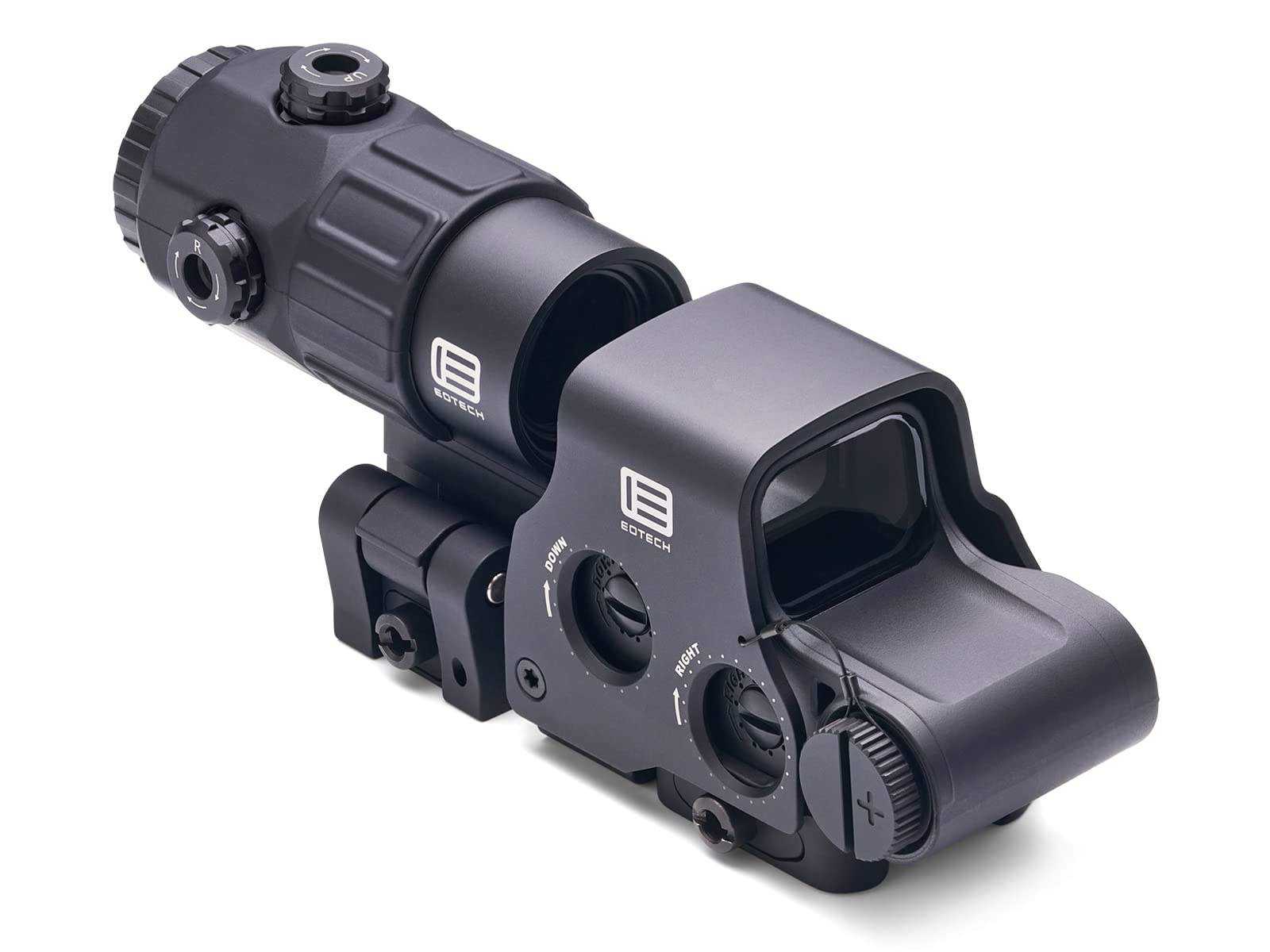 HHS V Holographic Hybrid Sight - EXPS3-4 with G45 Magnifier, 5 Power Magnifier with Quick Disconnect, Switch to Side (STS) Mount in Black