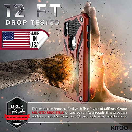 Kitoo Made in USA Defender Designed for iPhone XR Eco-Friendly Case with Kickstand, Military Grade Shockproof 12ft. Drop Tested - Blue