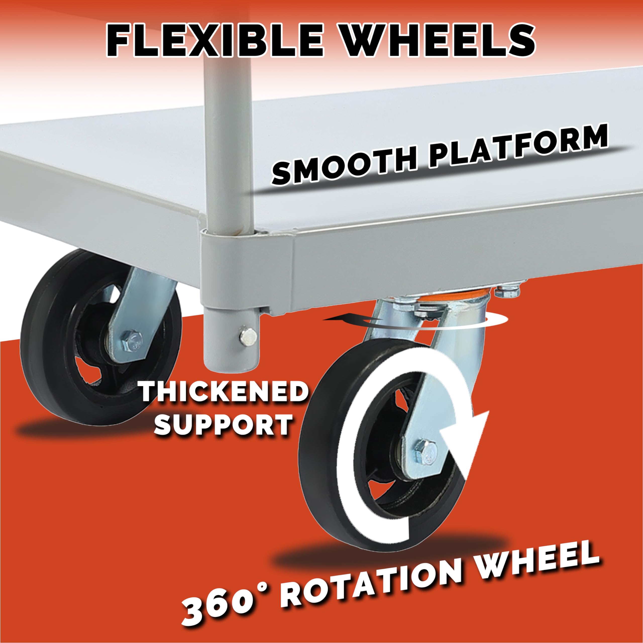 HECASA Flat Dolly Cart with Wheels Heavy Duty Platform Truck Push Dolly for Luggage Moving - 2000lbs Capacity