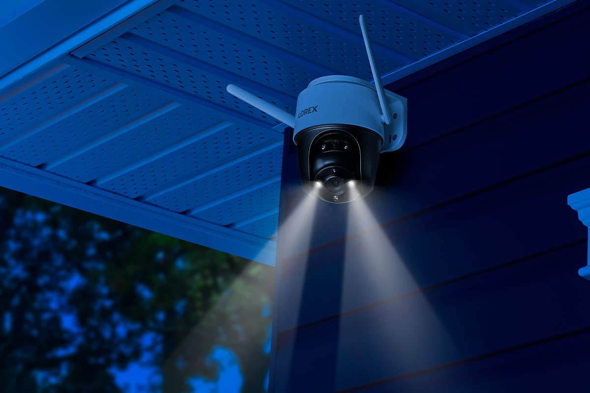 Lorex F461AQD 2K Pan-Tilt Indoor/Outdoor WiFi Security Camera with 32GB MicroSD Card, Auto-Tracking, Color Night Vision, 2-Way Talk, Person Detection, and Warning Light/Siren (M. Refurbished)