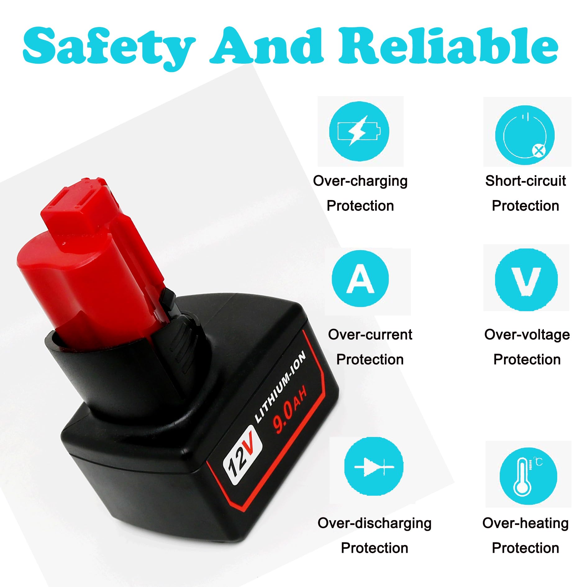 OYRMIL 2 Packs 9.0Ah M12 Battery Compatible with M12 Lithium-ion Battery 48-11-2440 48-11-2402 48-11-2411 M12 Cordless Tools