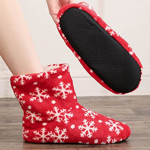 FASDNENDYS Christmas Festive Household Warm Silent Floor Boots Floor Slippers Snow Shoes Womens Kitty Slippers Size 5 Watermelon Red