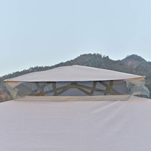 Outsunny 10' x 10' Patio Gazebo Outdoor Canopy Shelter with 2-Tier Roof and Netting, Steel Frame for Garden, Lawn, Backyard and Deck, Grey