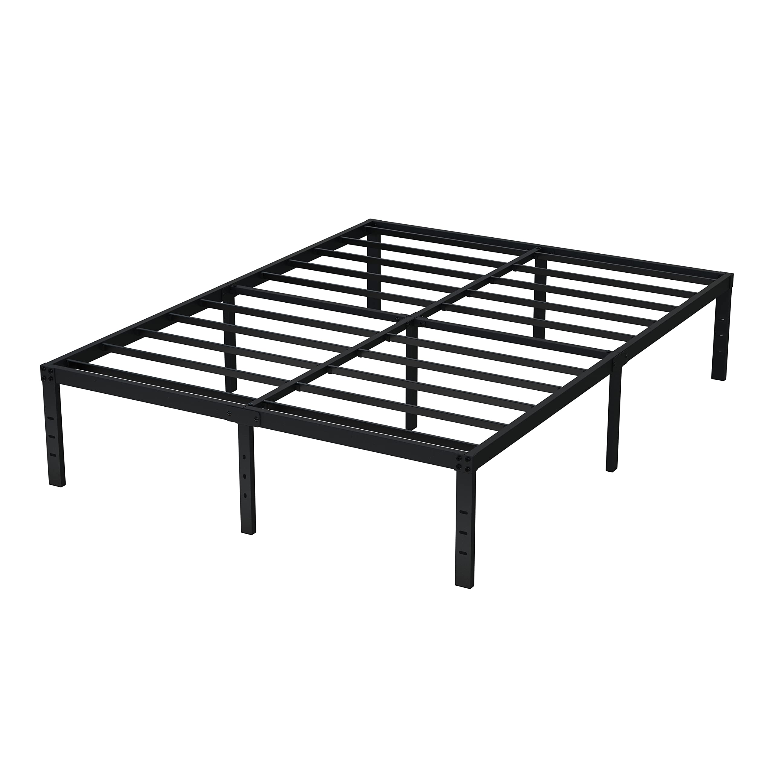 EMODA 16 Inch Bed Frame Queen Size Heavy Duty Metal Platform No Box Spring Needed with Steel Slat Support, Easy Assembly, Black