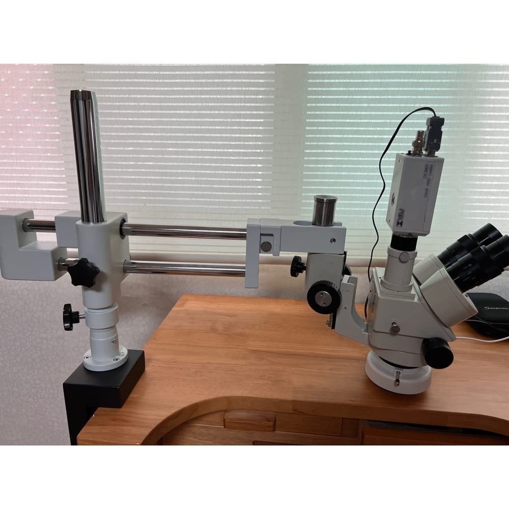 IULJH Universal Double Boom Lab Industrial Zoom Trinocular Stereo Microscope Stand Holder Bracket Arm 76mm Microscopio Accessories (Color : E)