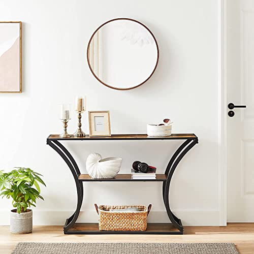 VASAGLE Console Table, Rustic Brown + Black & Side Table, End Table, Nightstand, Fabric Bags, for Living Room, Bedroom, Rustic Brown and Black ULET310B01V1