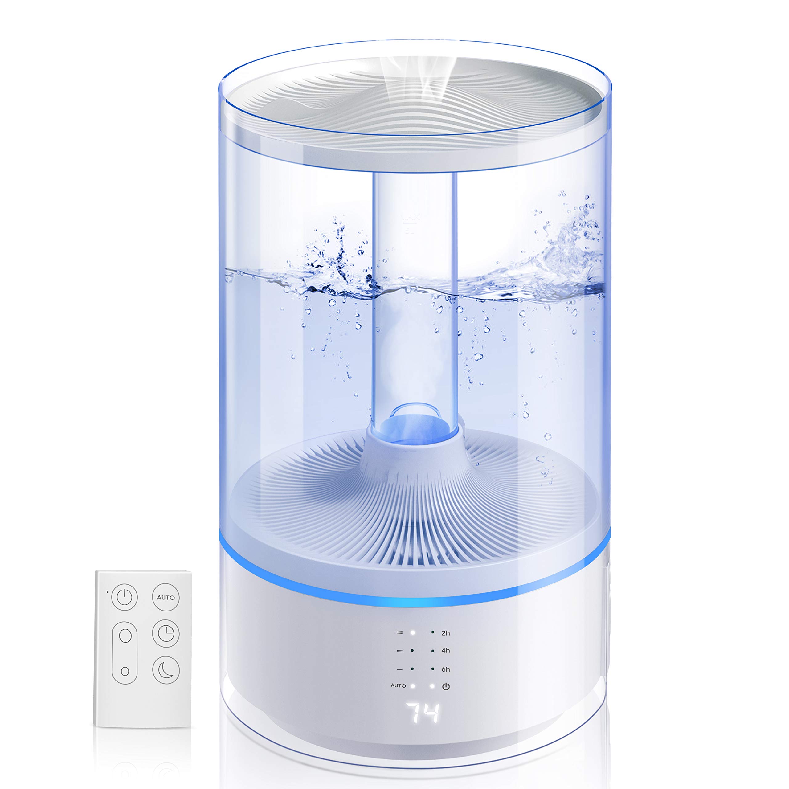 Gocheer Cool Mist Humidifier, 6L Ultrasonic Humidifiers for Bedroom Large Room, Essential Oil Diffuser Air Humidifier with Remote Control LED Display Auto Shut Off Auto Mode, Lasts Up to 65H (6L)
