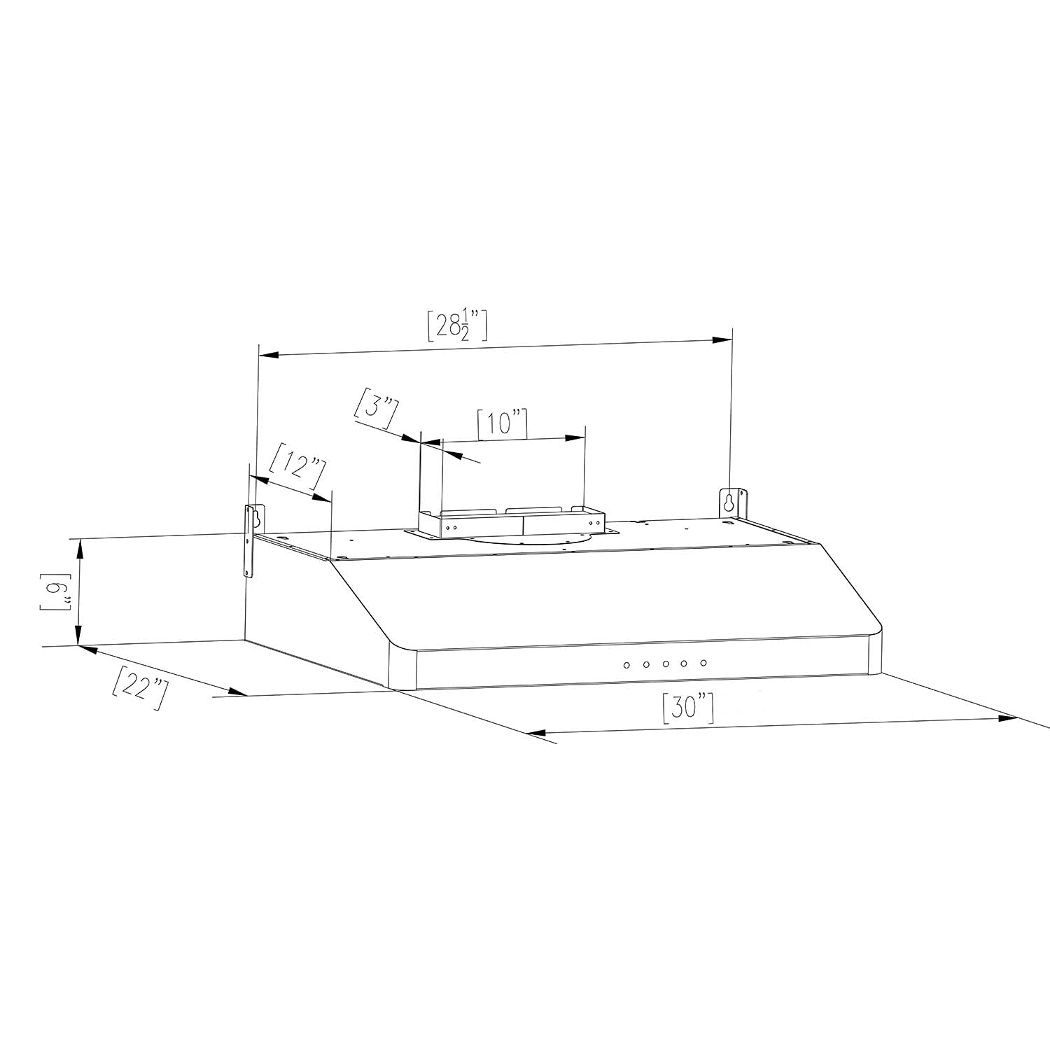 Empava Ducted Range Hood Under Cabinet 30 Inch, Kitchen Stove Vent with Dual Sealed Aluminum Motor 3-Speed, 500 CFM, Push Button Control, Permanent Filters, Stainless Steel, EMPV-RH11