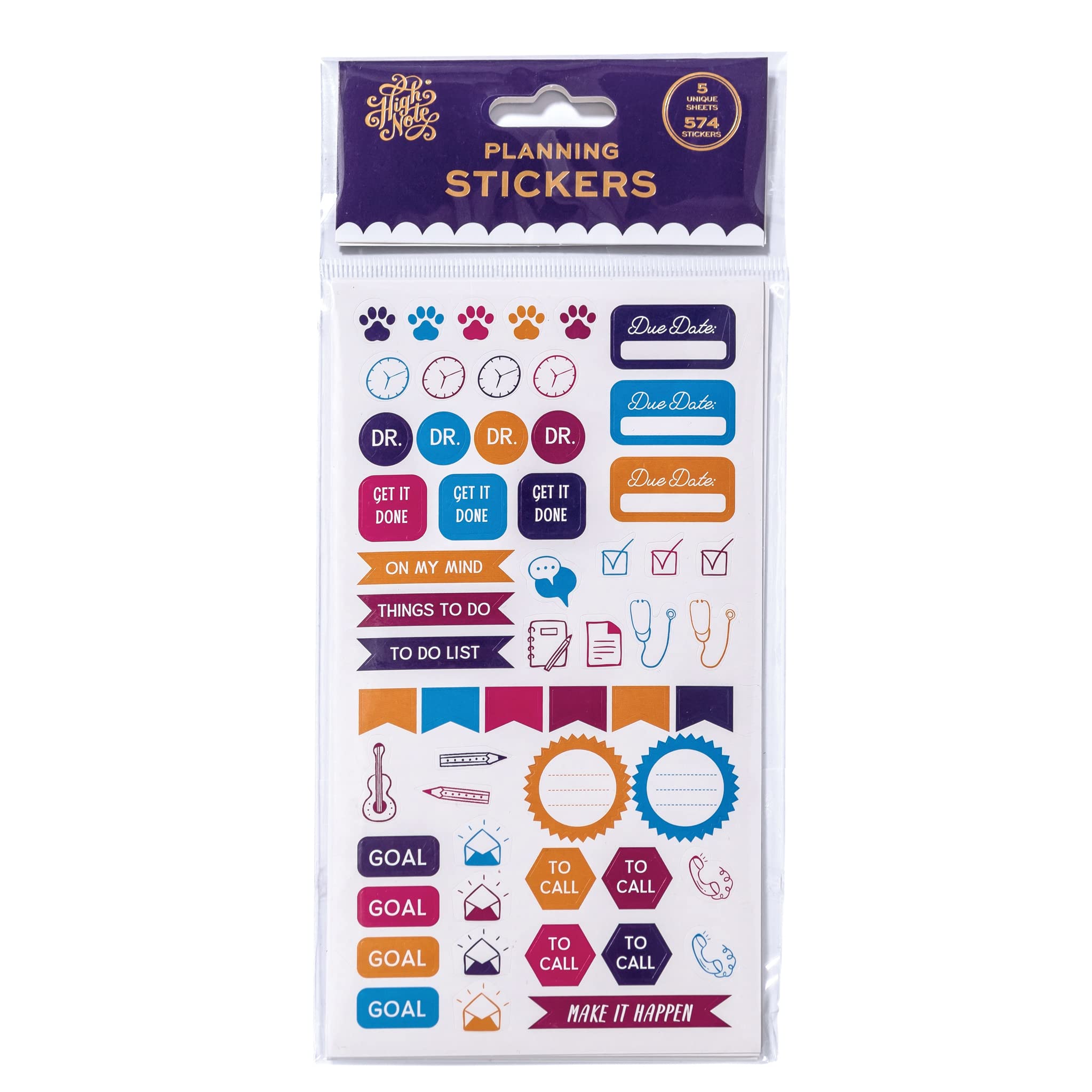 High Note Planner Stickers - Fresh & Colorful: 10 Sheets with 540 Planning Stickers for Calendars, Notebooks, Journals, and Planners