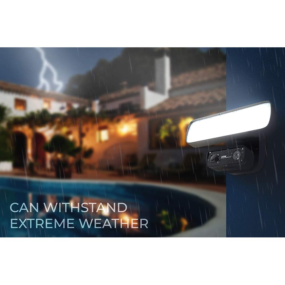 Floodlight Camera Outdoor with PIR-Motion-Sensor, 1080P HD WiFi Camera Infrared Night Vision, Smart IoT APP Control, 2400LM LED Flood Light for Patio Porch Office Building Shop Wall Lights