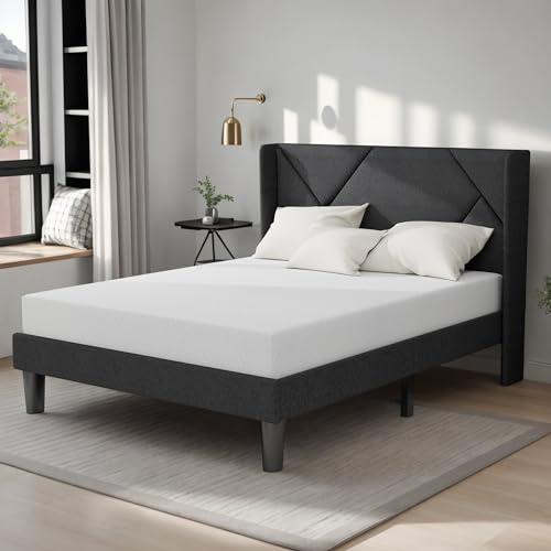 Fangflower Platform Bed Frames,Queen Bed Frame with Headboard, Storage Drawers, Strong Wood Slats Support, Noise-Free/No Box Spring Needed/Easy Assembly