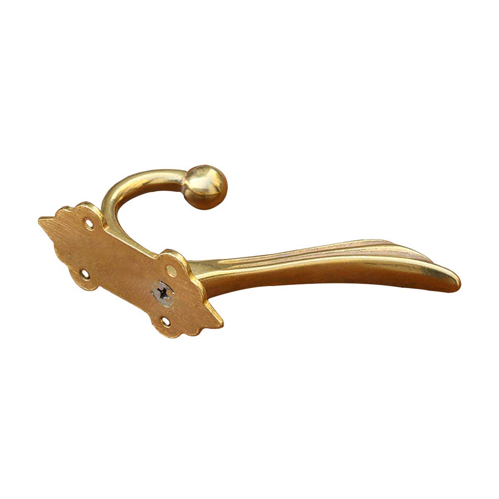 Tiazza 2Pcs Antique Solid Brass Clothes Hooks, Entryway Coat Hooks, Scarf and Jacket Hangers, Bath Towel Heavy Hooks (Gold)